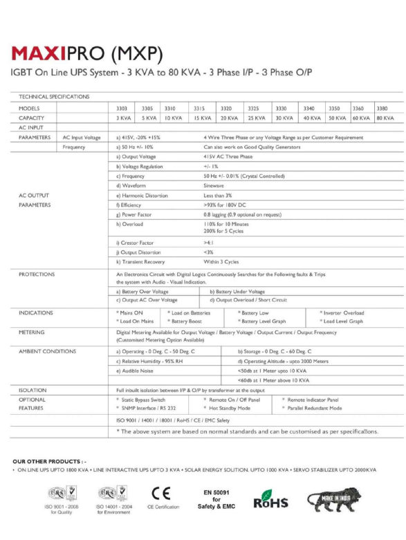 Reliable IGBT Online UPS System (Maxipro/MXP) for Backup.